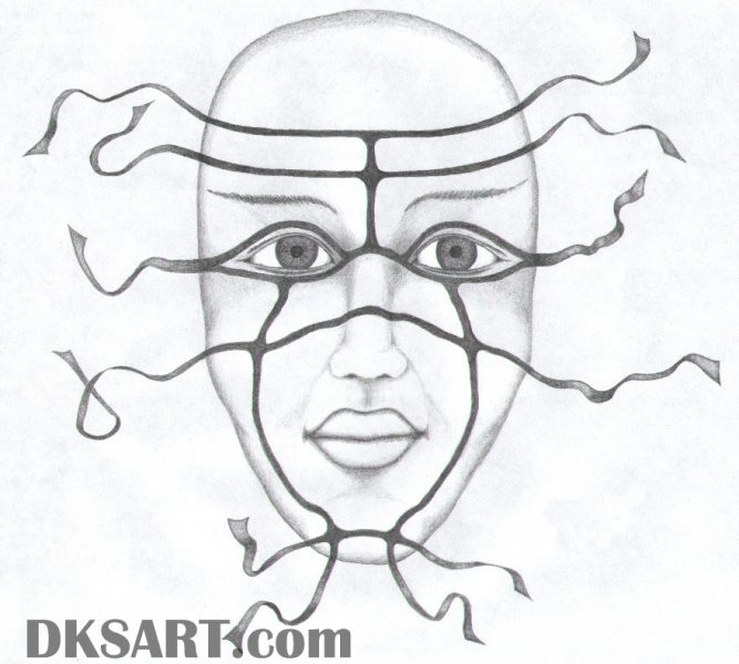 Artistic Pencil Sketch Drawing of a Mask