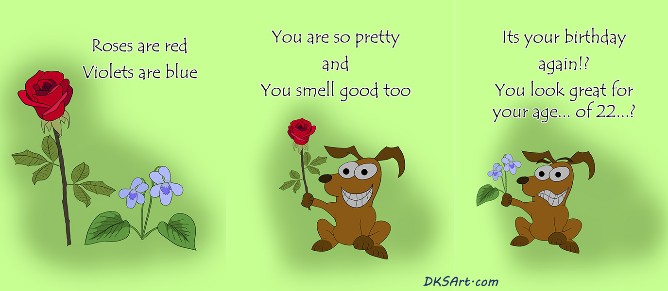 Rose, Violet and Dog, Funny Card