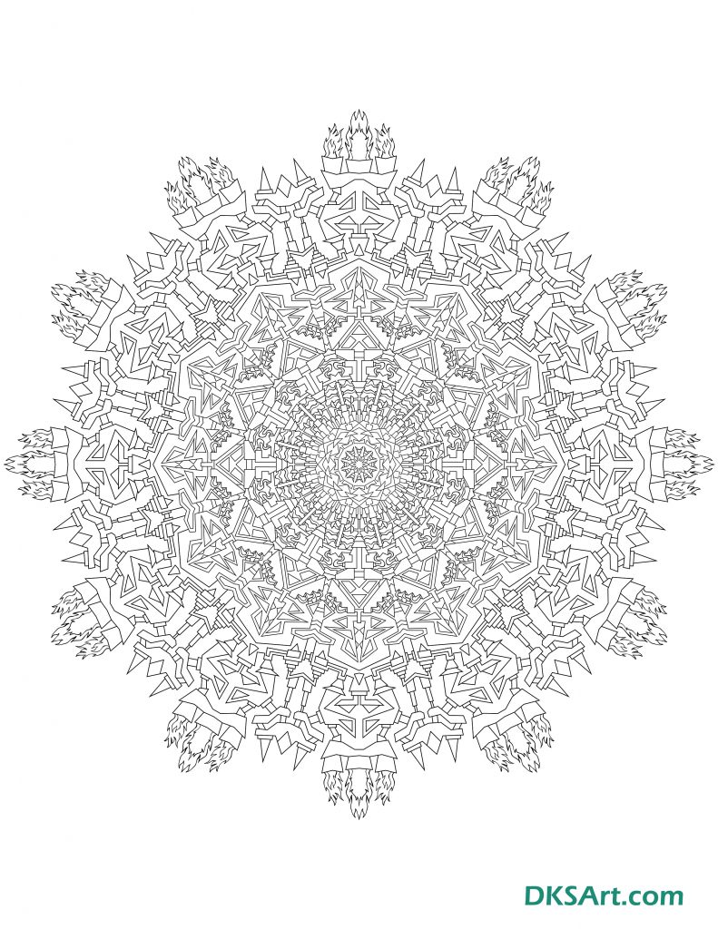 Colorful Mandala Pattern Line Art Outline