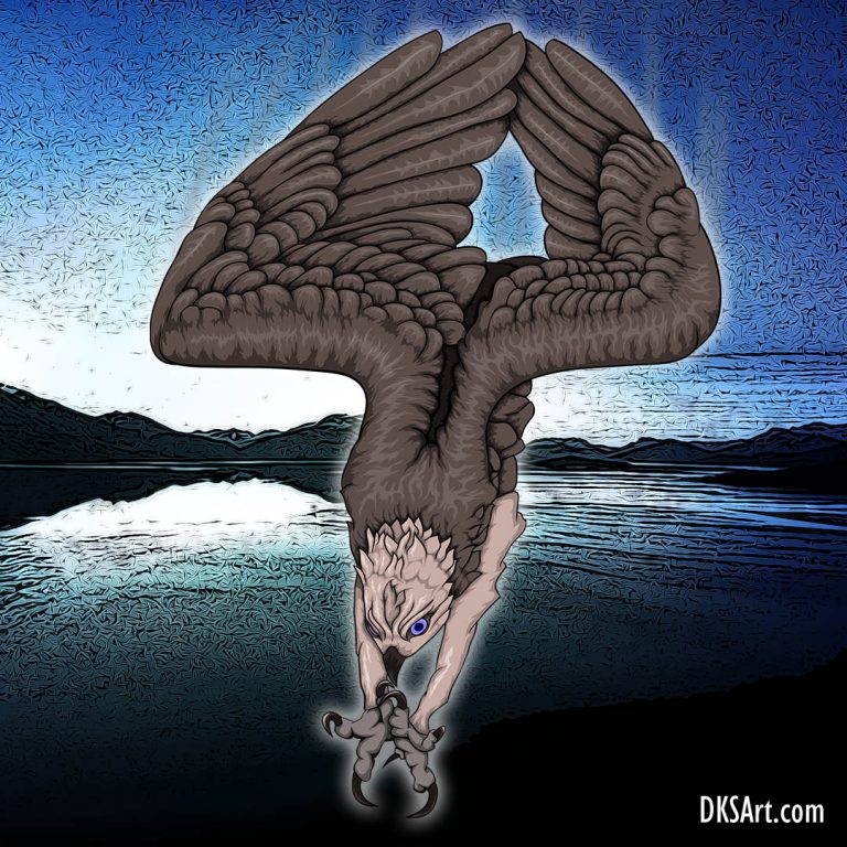 Swooping Eagle Digital Cartoon Style Drawing