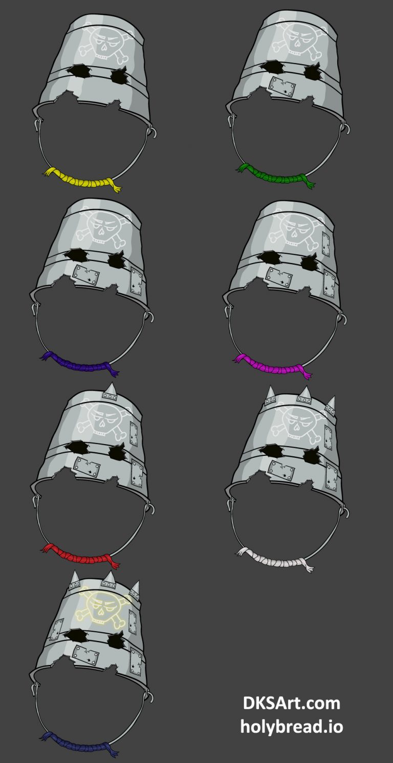 New Bucket Helmet Armor Design For Holybread Game Asset Art