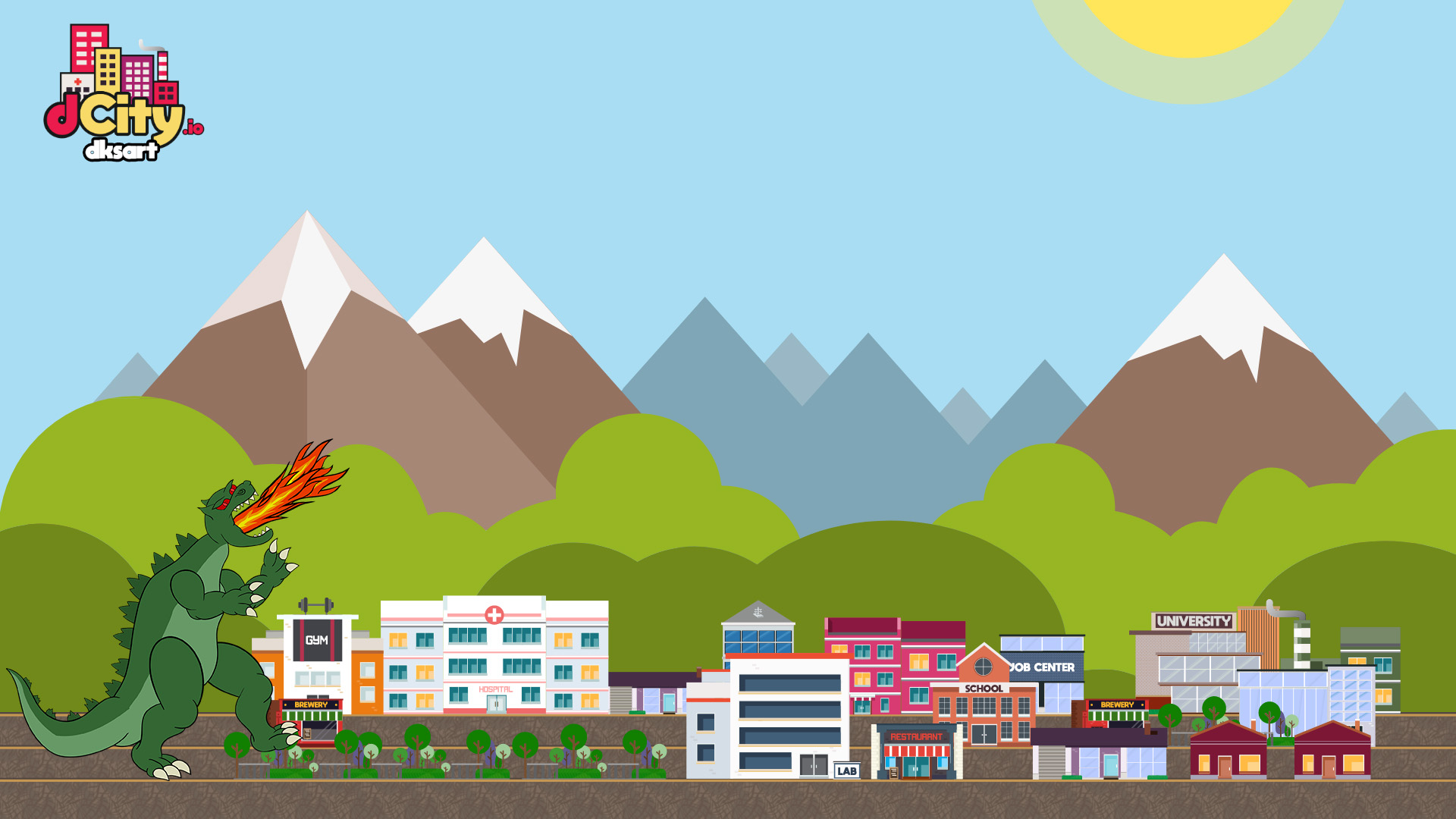 Cartoon Godzilla Fire Breathing Into The Air Animation