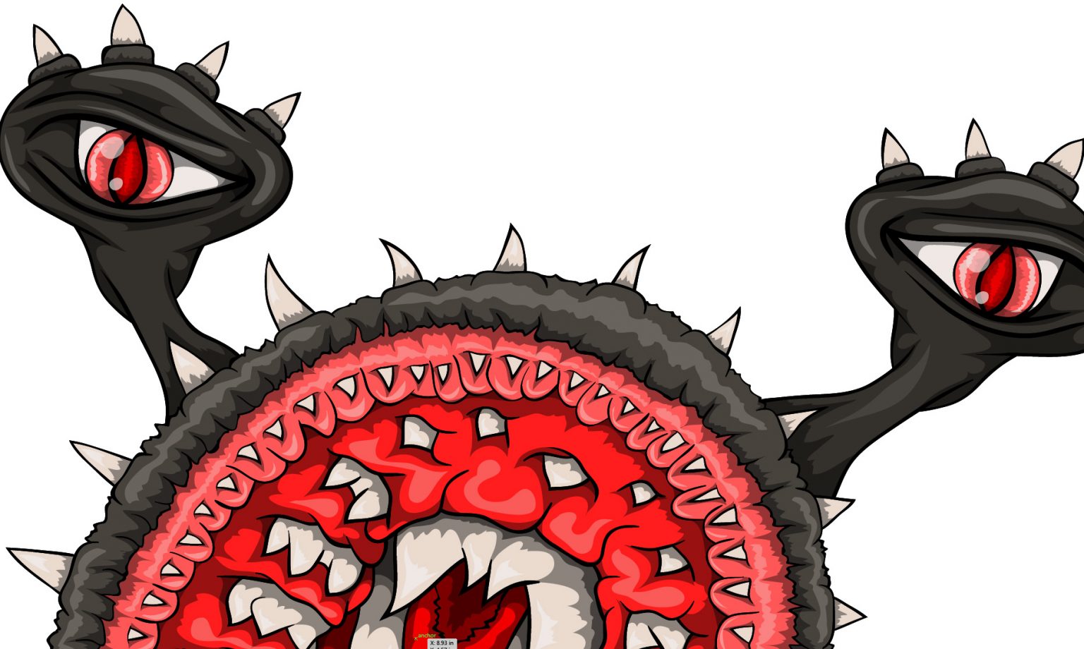 Digital Drawing Of An Angry Leech Monster With Big Teeth