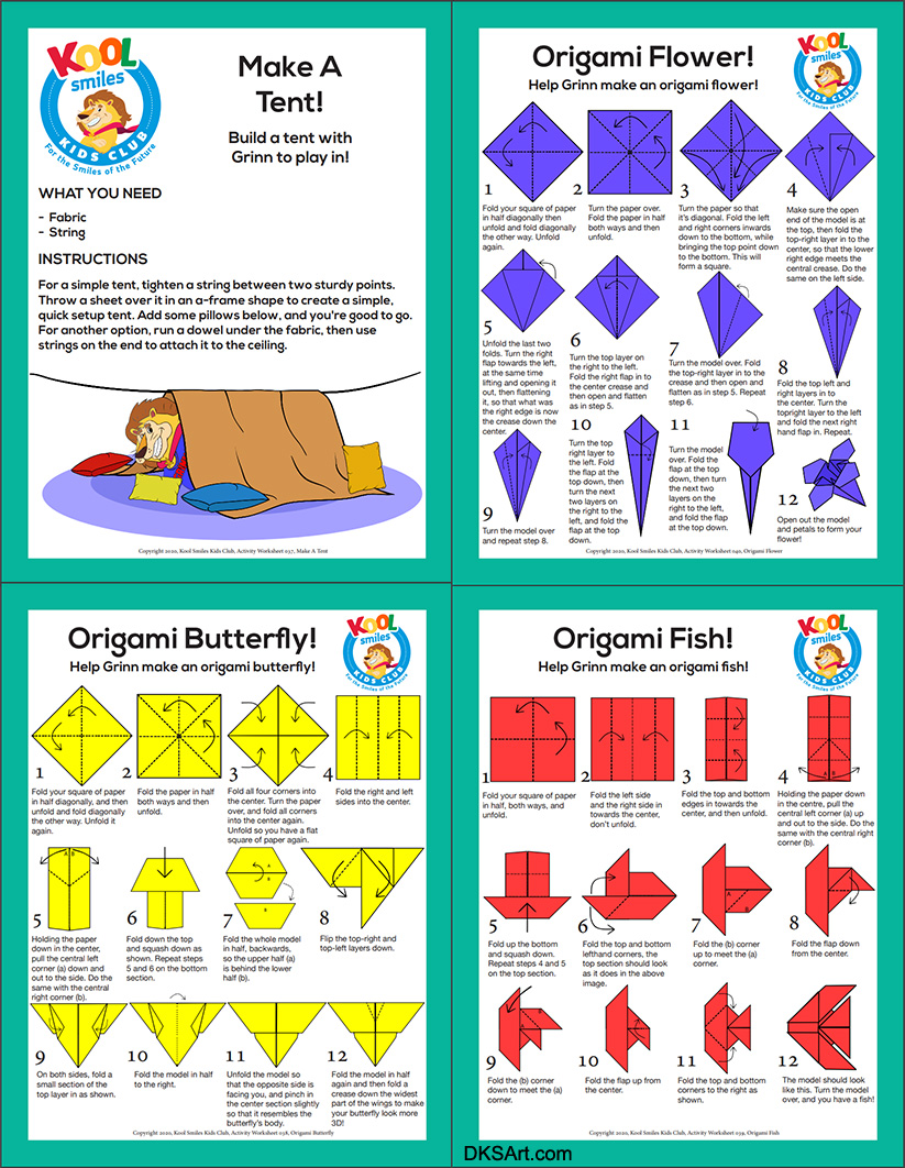 Origami Flower Butterfly and Fish Arts and Crafts For Kids
