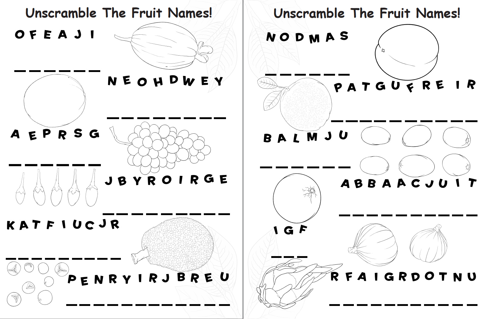 Learning To Spell Fruit Names Educational Coloring For Kids