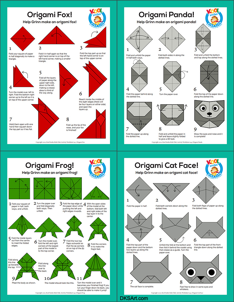 Origami Arts and Crafts Activity Worksheet for Kids